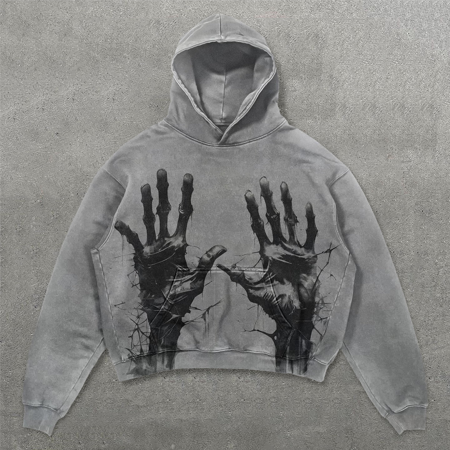 Double Hand Print Long Sleeve Hoodies