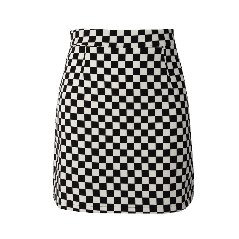 RETRO CHECKERBOARD A-LINE SKIRT