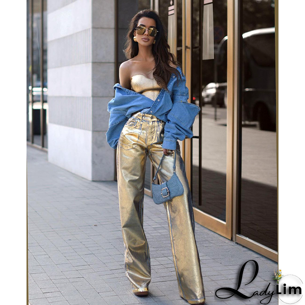 Fahion Bandeau Leather Top and Pants - Ladylim