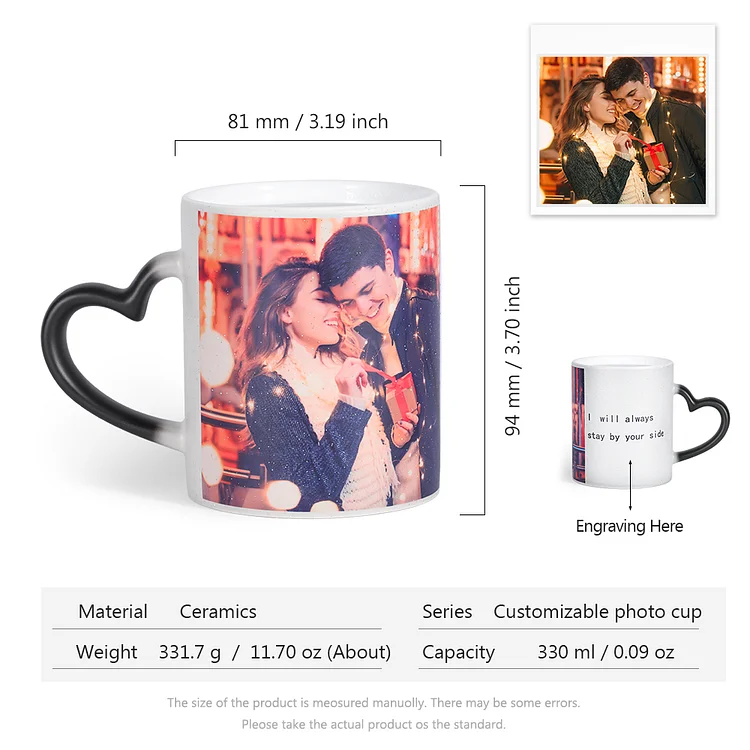 Personalised Magic Color Change Mug Heart Custom Photo Cup