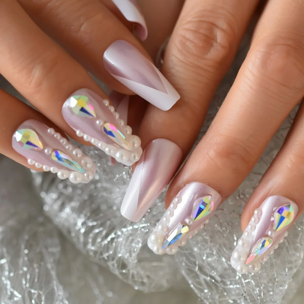 Churchf Metallic Stone Faux Ongles Gray Rhinestones Decorative Extra ...