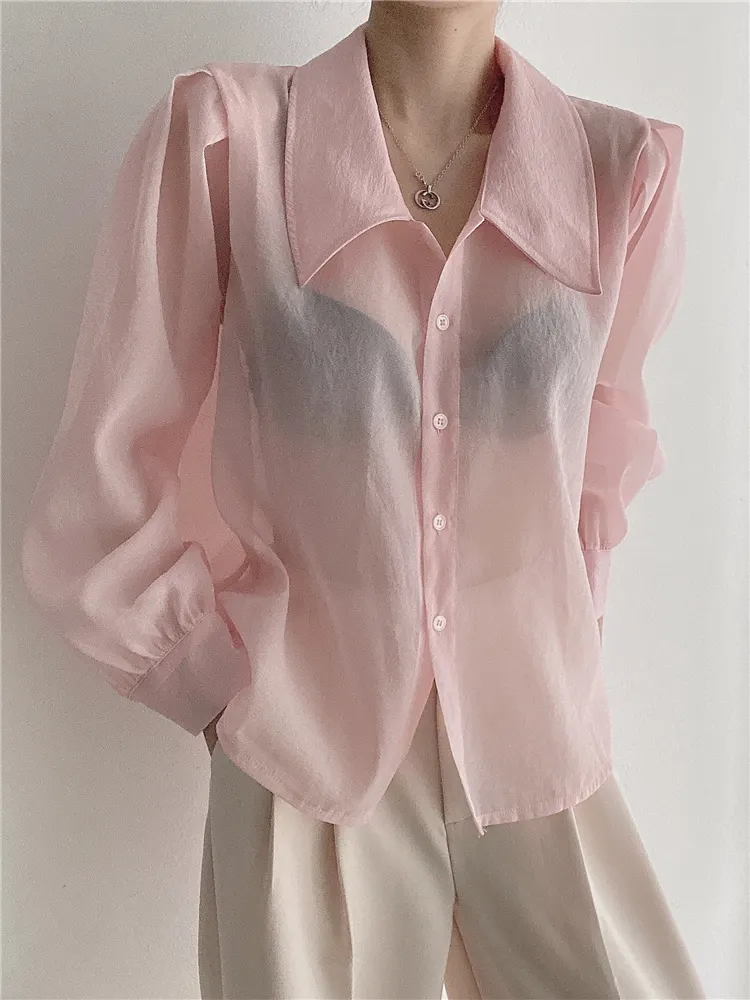 Woherb New 2022 Women Black Blouses Spring Summer Chic Shirt Elegant ...