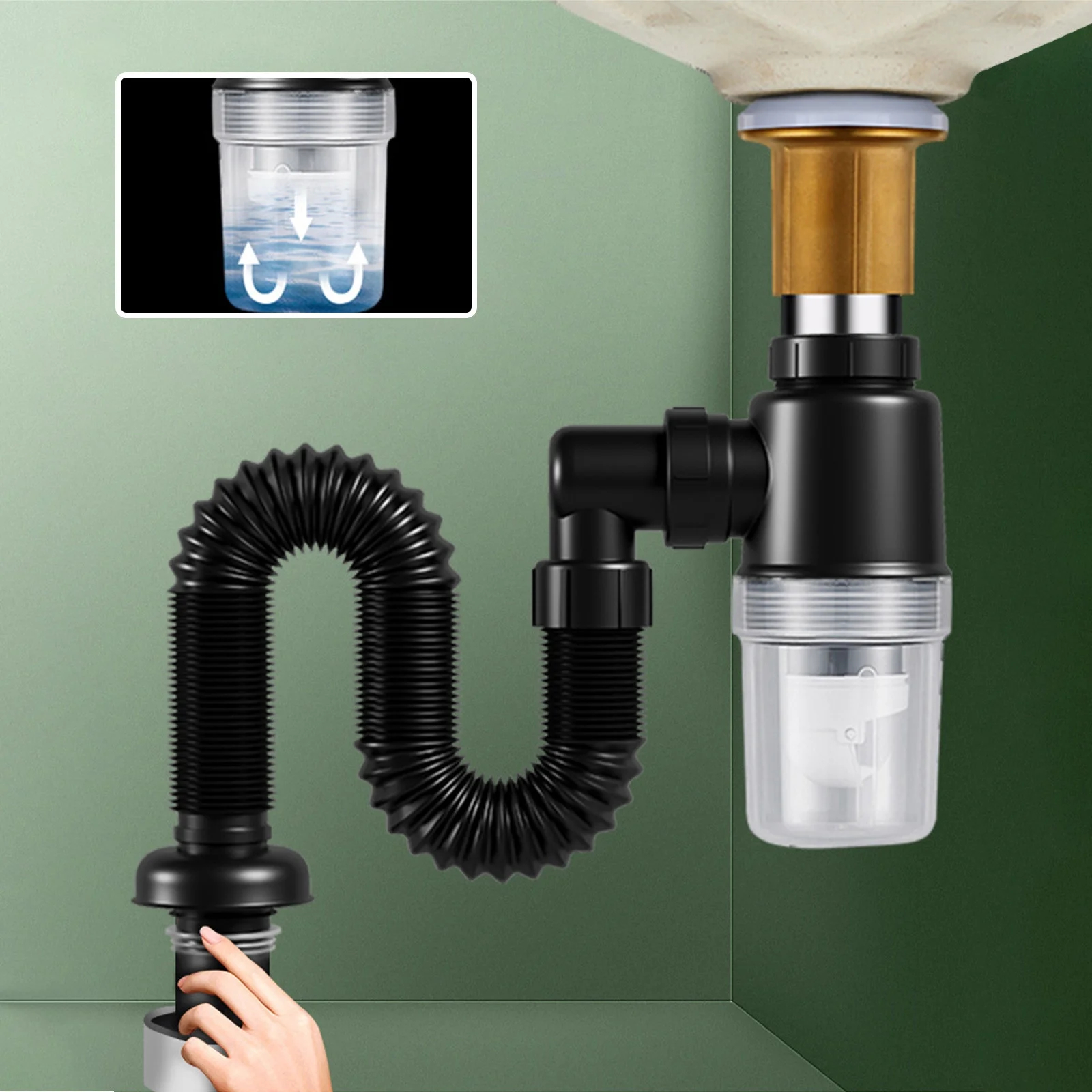 【Buy One Get One 】Wash Basin Drain Pipe Anti-Odor Artifact Drainage ...