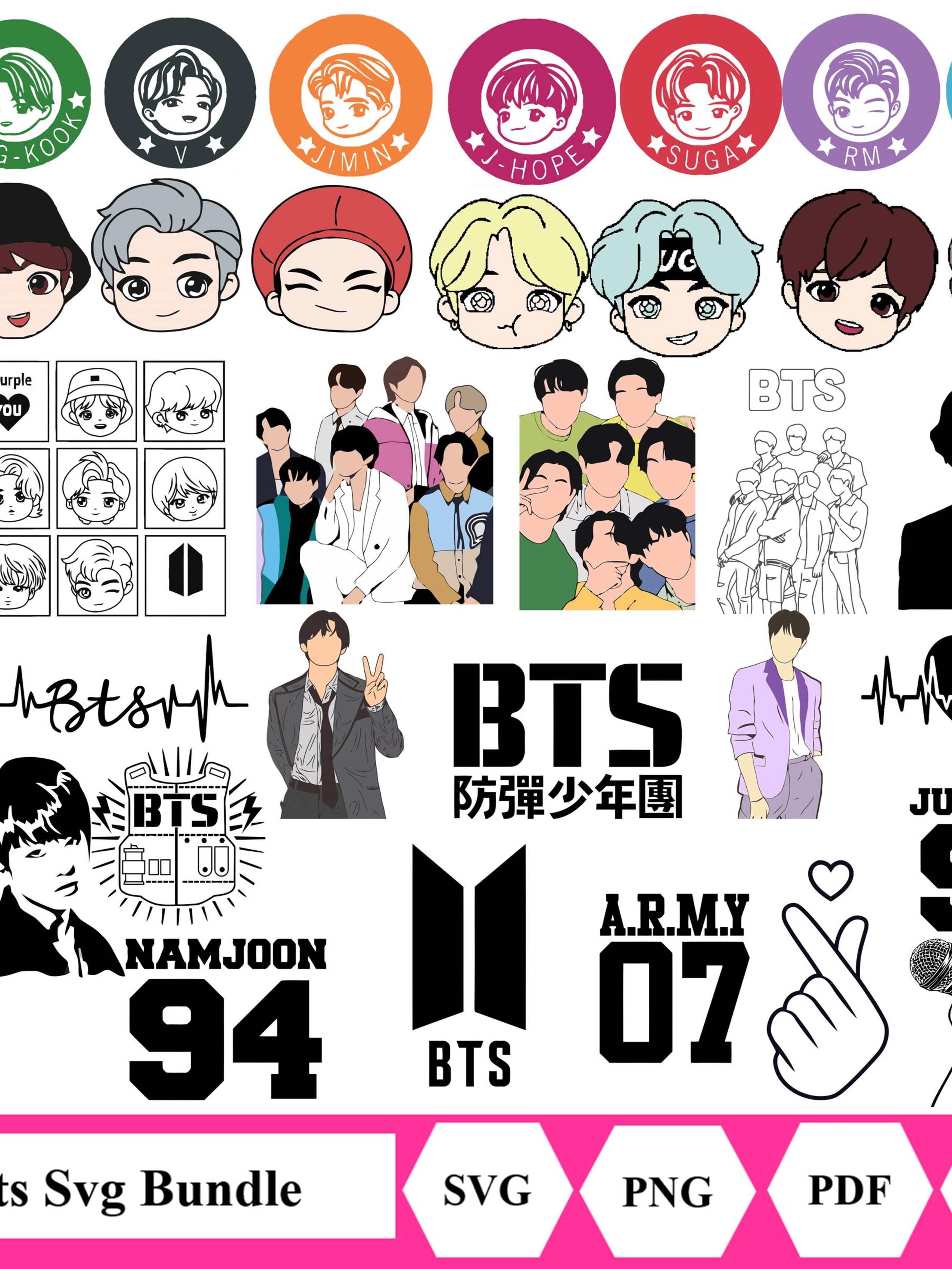 BTS svg bundle, Bts png, KPop svg files for cricut, bt21 svg, t-shirt ...