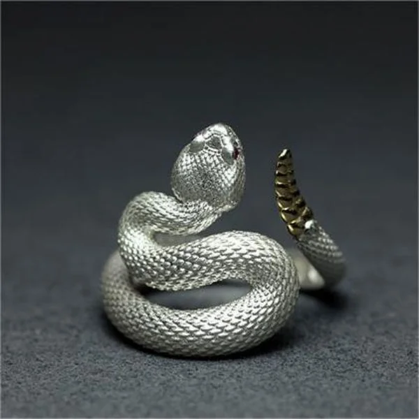Sterling Silver Handmade Rattlesnake Ring