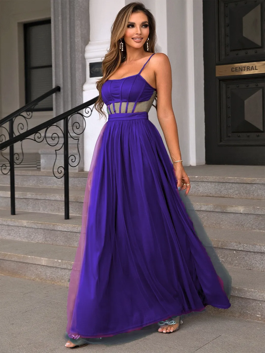 Uveng Mesh Overlay Formal Dress