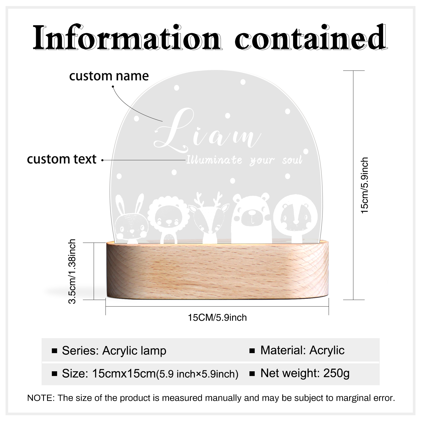 Custom Animal Children Night Light-Personalized Color-Changing Elephant ...