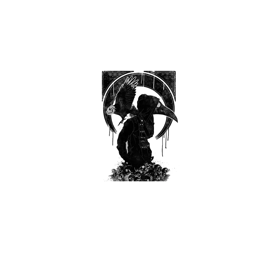 Midnight Crow with Eagle Dark Style White Print T-shirt