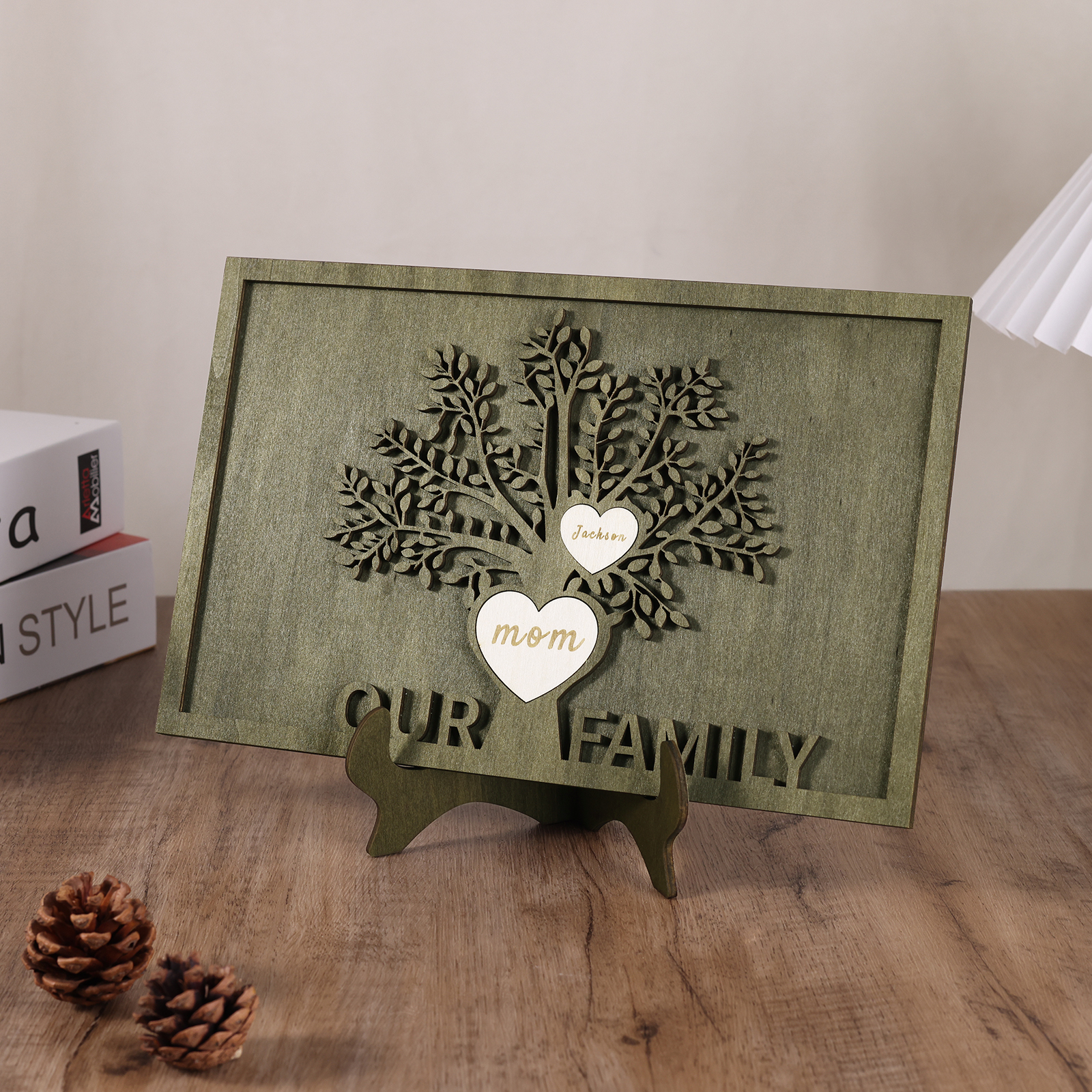 Family Tree Wood Frame Personalized Family Tree Sign Custom 2 Names ...