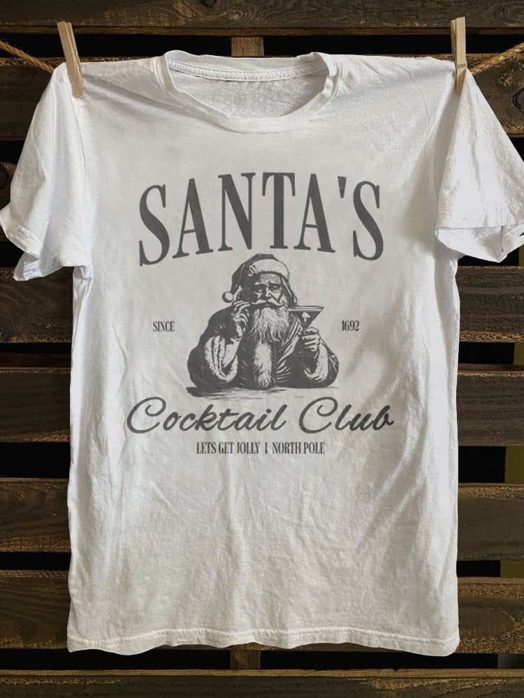 Santas Cocktail Club Christmas T-shirt