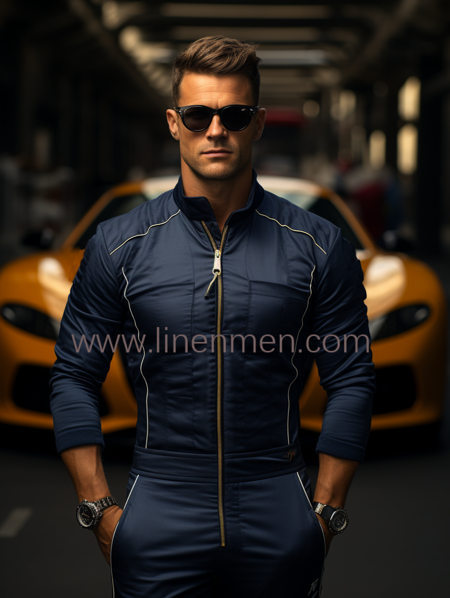 Men's Navy Blue Racing Suit Jumpsuit