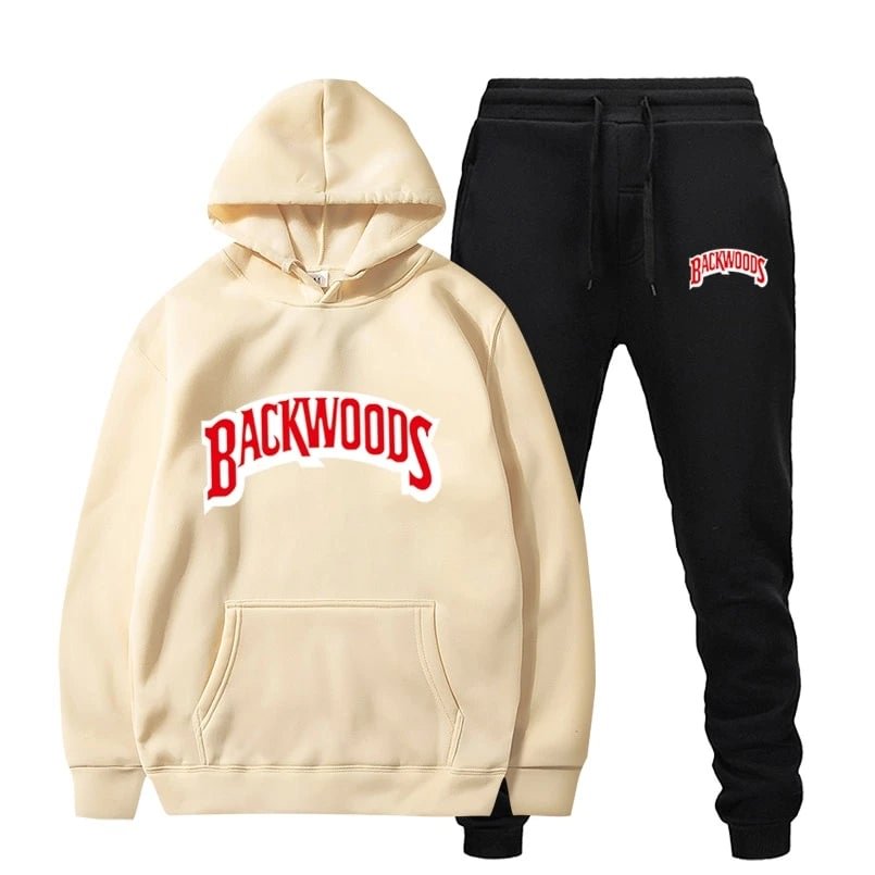 Streetwear Backwoods Hoodie set Tracksuit Men Thermal Sportswear Sets ...