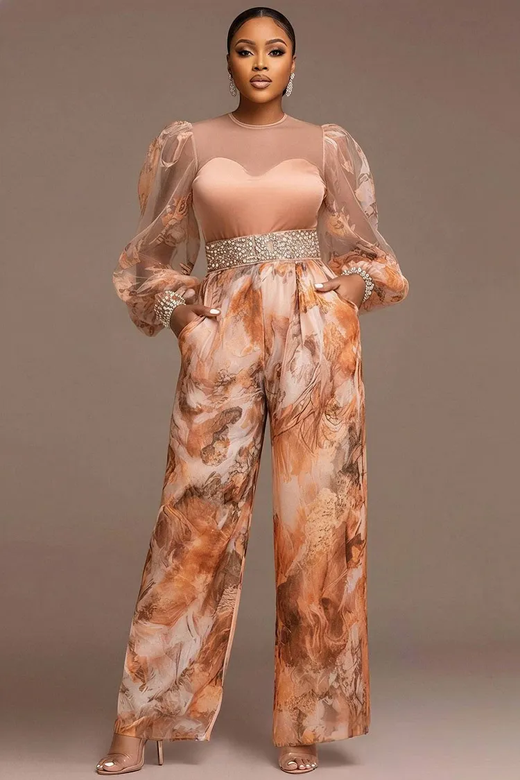 Xpluswear Design Plus Size Wedding Guest Champagne Graphic Round Neck ...