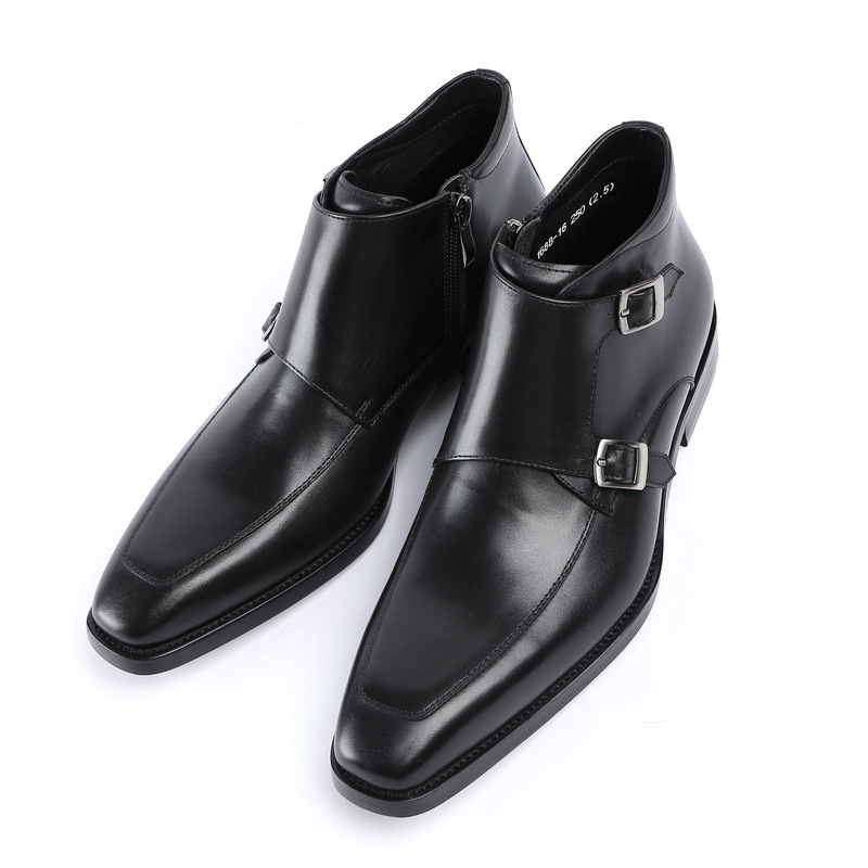 Luxury Mens Brown Leather Dress Boots - Double Monk Strap