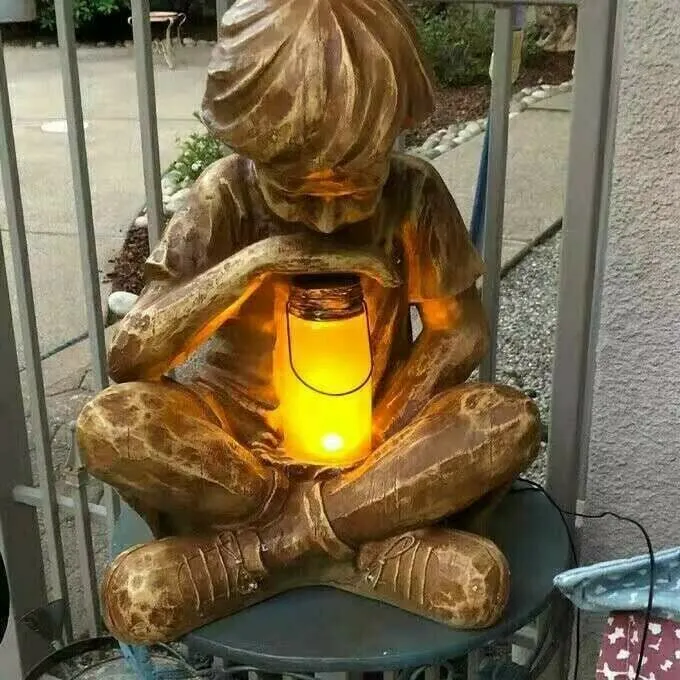 Last Day 69% OFF - A Boy With Solar Firefly Garden Statue