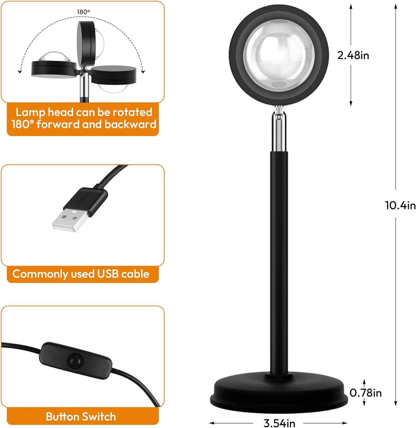 Saker® Sunset Lamp Projector With Rotation, Aesthetic Sunset Lamp for ...