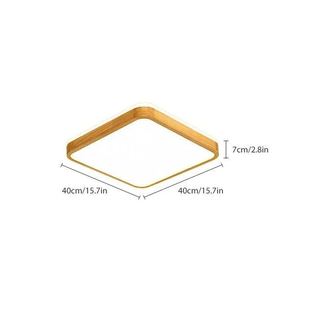 Wooden LED Ceiling Lamp Round Square 7cm Surface Mounted Ceiling Light ...