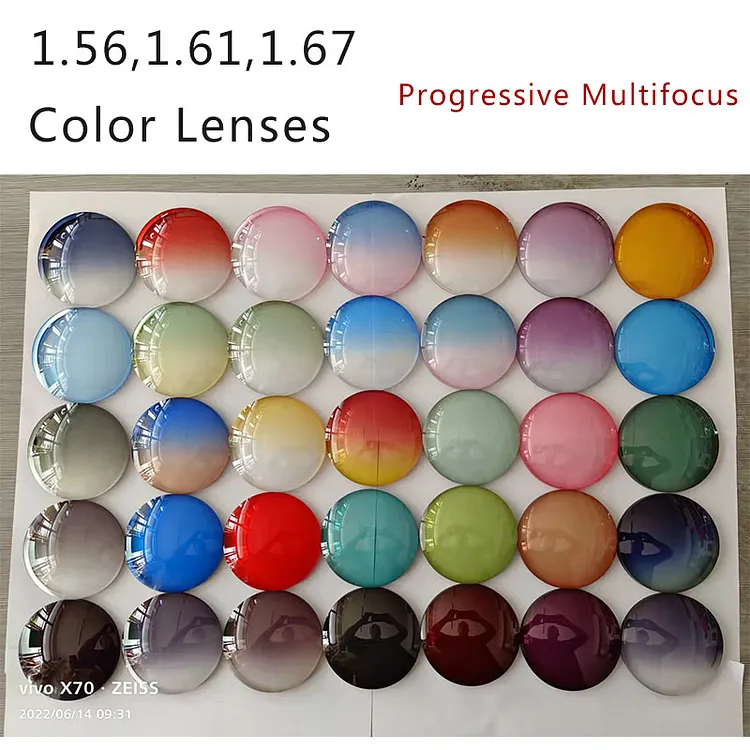 1.56 1.61 1.67 Gradient Colorful Progressive Multifocus Glasses Lenses ...