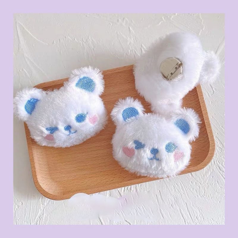 KAWAII POLAR BEAR PLUSH PIN (SET/2PCS)