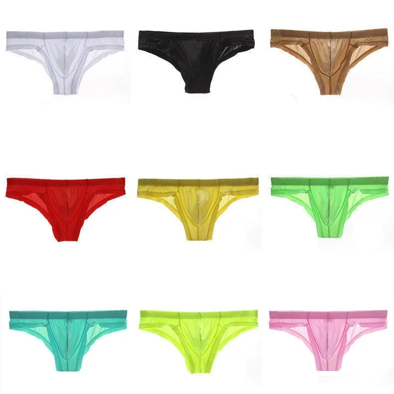 Low-waist ice silk transparent sexy U-convex briefs