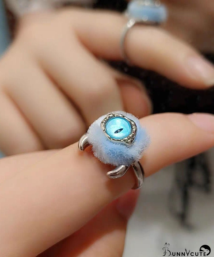 Boutique Blue Sterling Silver Fuzzy Monster Rings