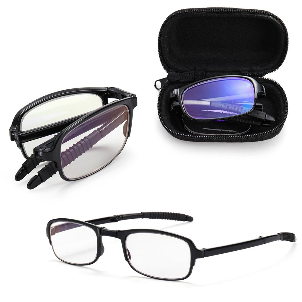 Folding Reading Glasses with Zipper Eyeglasses Box Unisex Portable ...