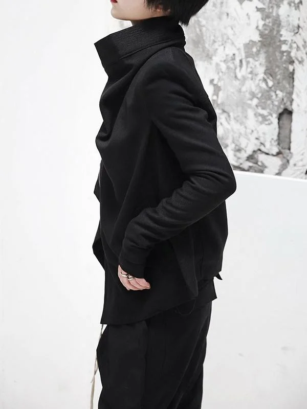 Solid Black Cool Zip-up Jacket