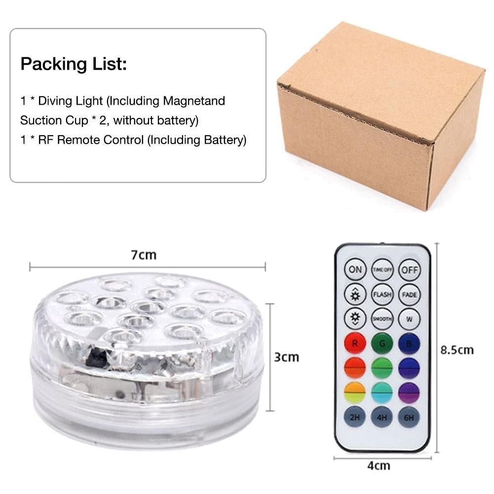 16 Color Underwater Light LED RGB Submersible Swimming Pool Lamp IP68 Waterproof With RF Remote ...