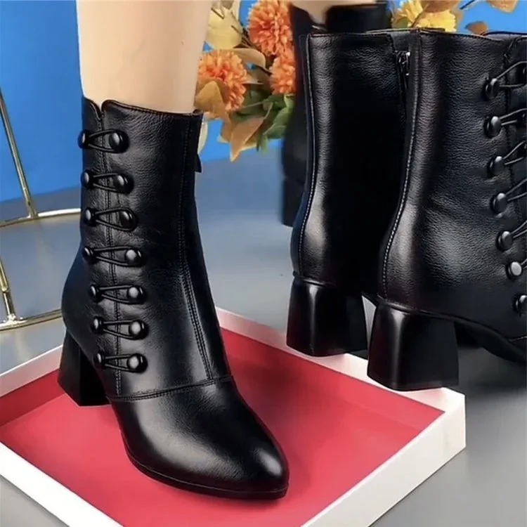 Bottes de cheville en cuir Butto à côté chaud pour femmes