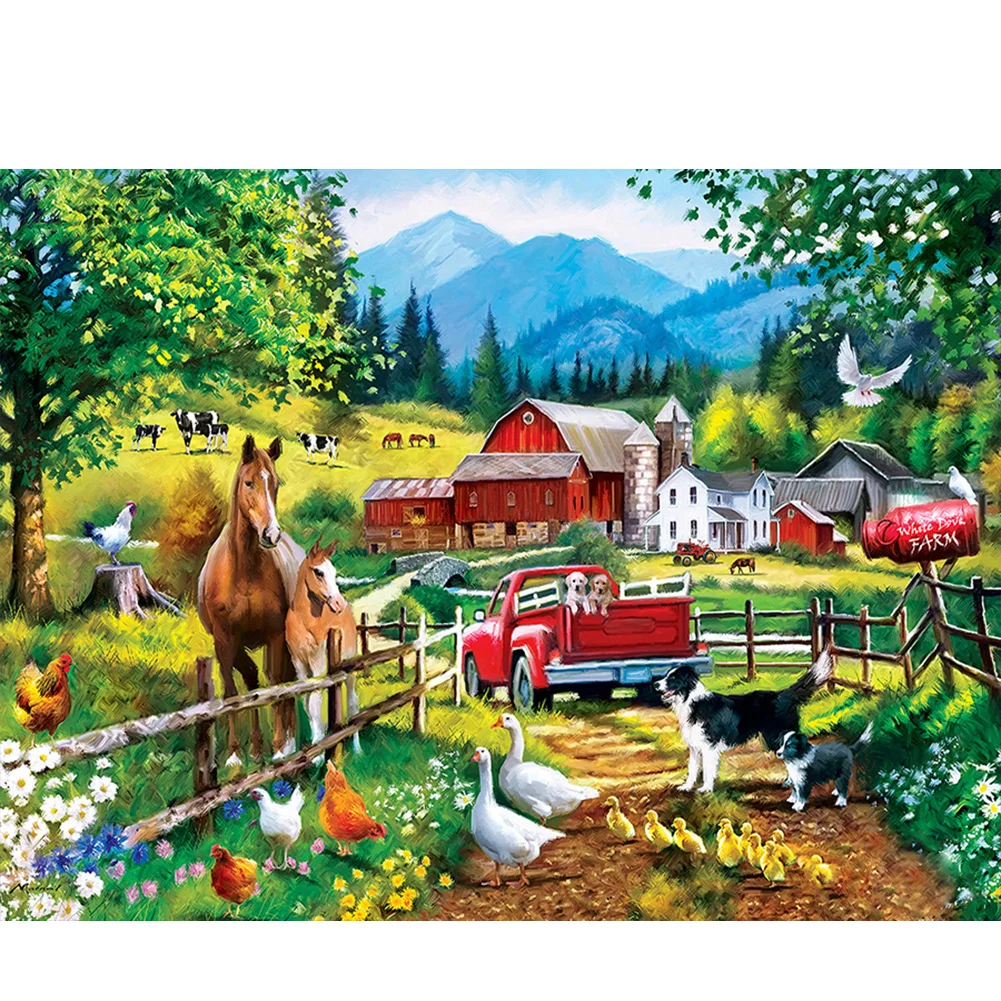 Everydayedeals Diamond Painting Full Round Truck Farm