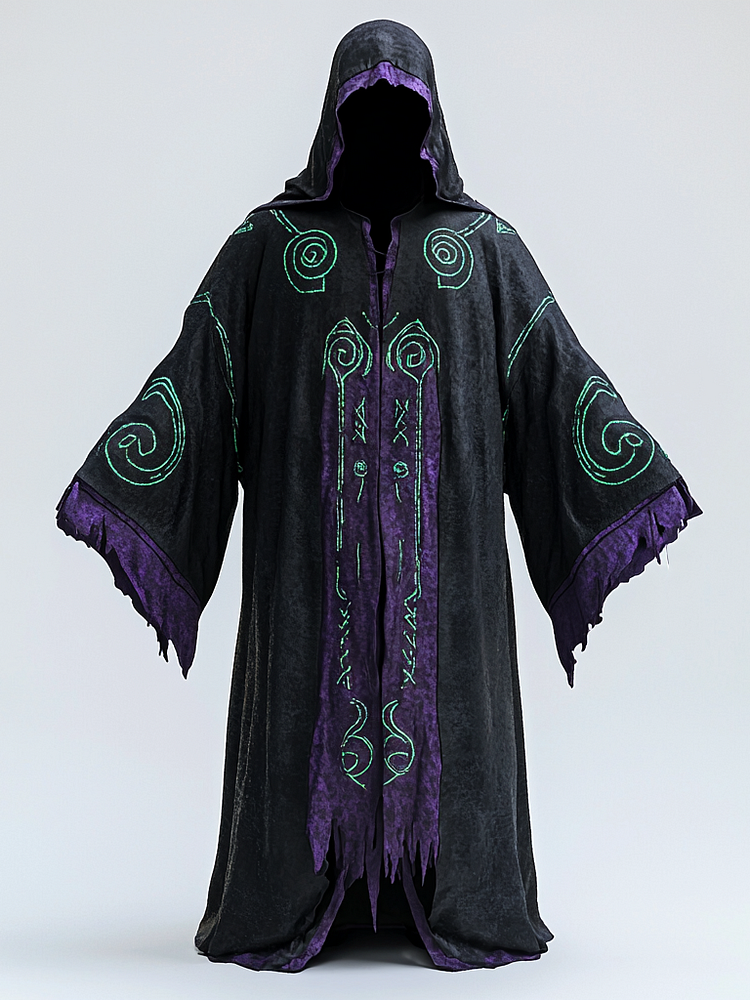 wizardHooded witchcraft rune robe d267