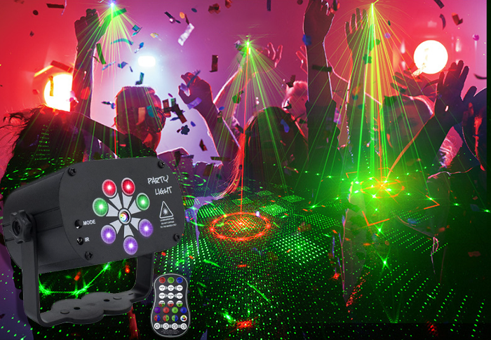 120 Patterns DJ Disco Stage Party Lights - Music Activated 8-Eyes UV ...