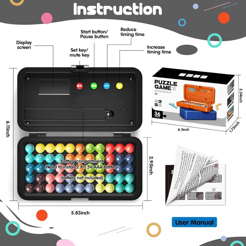 Saker® Pyramid Kanoodle Puzzle Game Challenge Brain Teaser with Timer ...