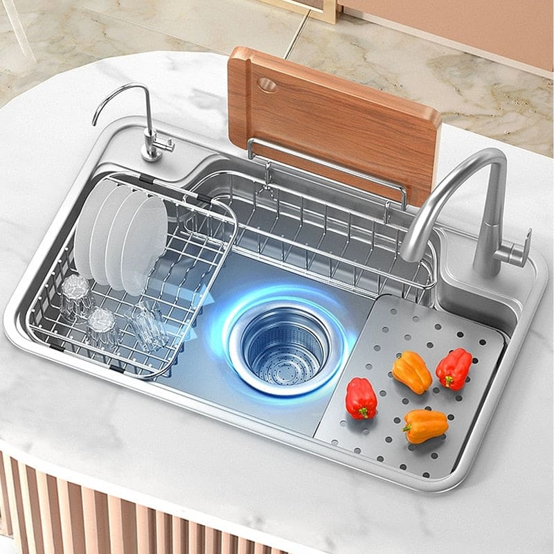 Stainless Steel Kitchen Sink Large Single Slot Household Dishwashing ...
