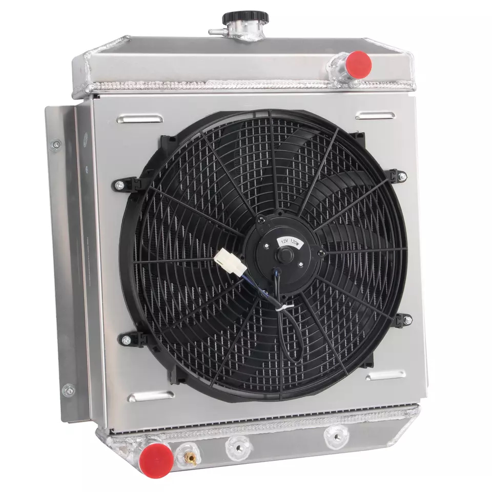 Alloyworks 4 Row Radiator+Shroud Fan For 1954-1956 Ford Customline Club ...