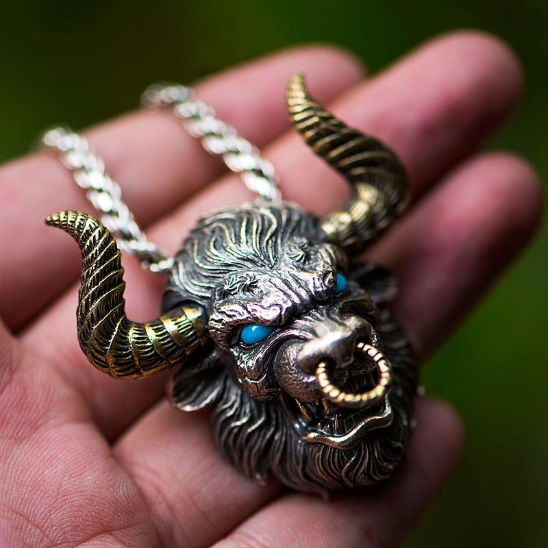Bull Silver Pendant Necklace