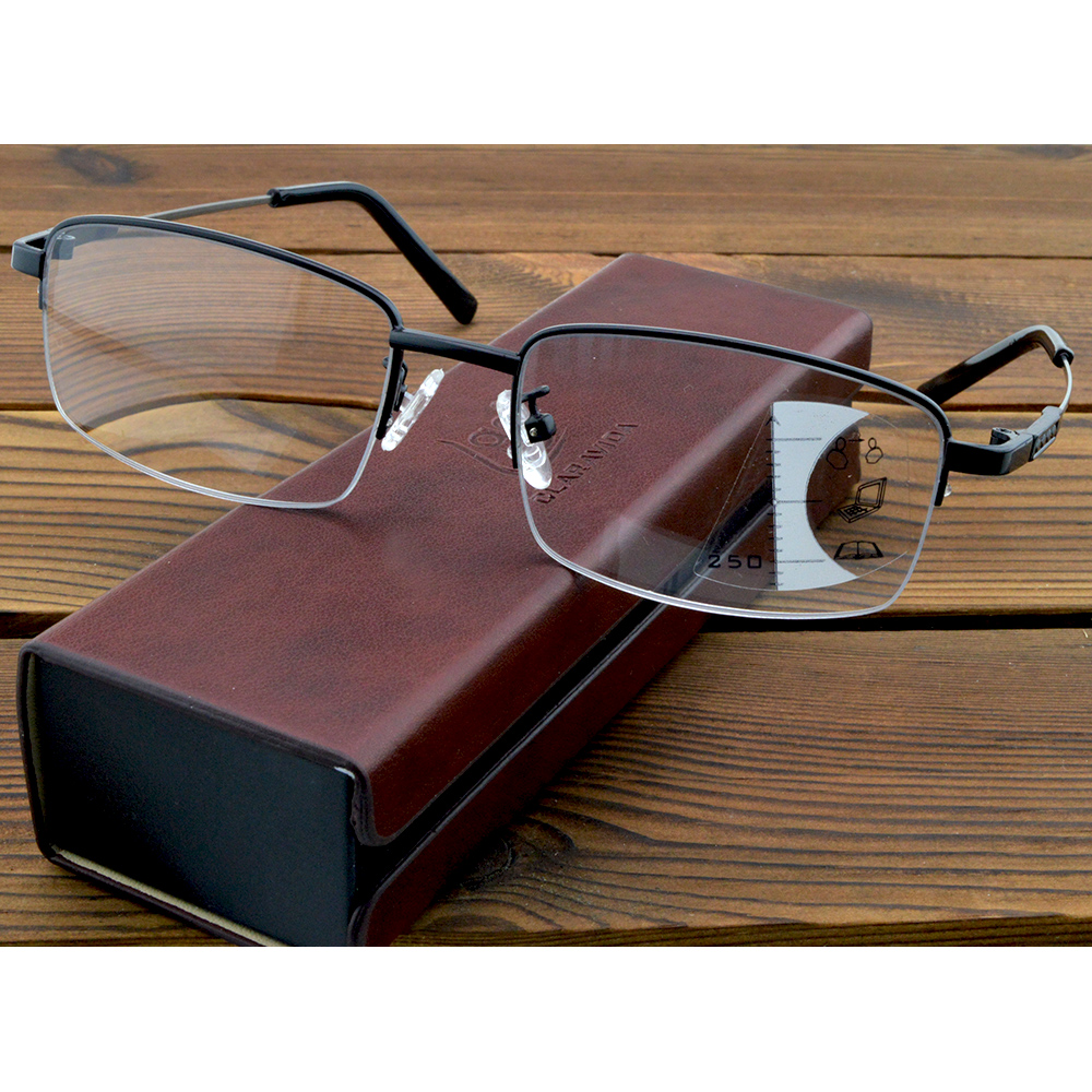 Half-rim Memory Metal Temples Photochromic Progressive Multifocal ...