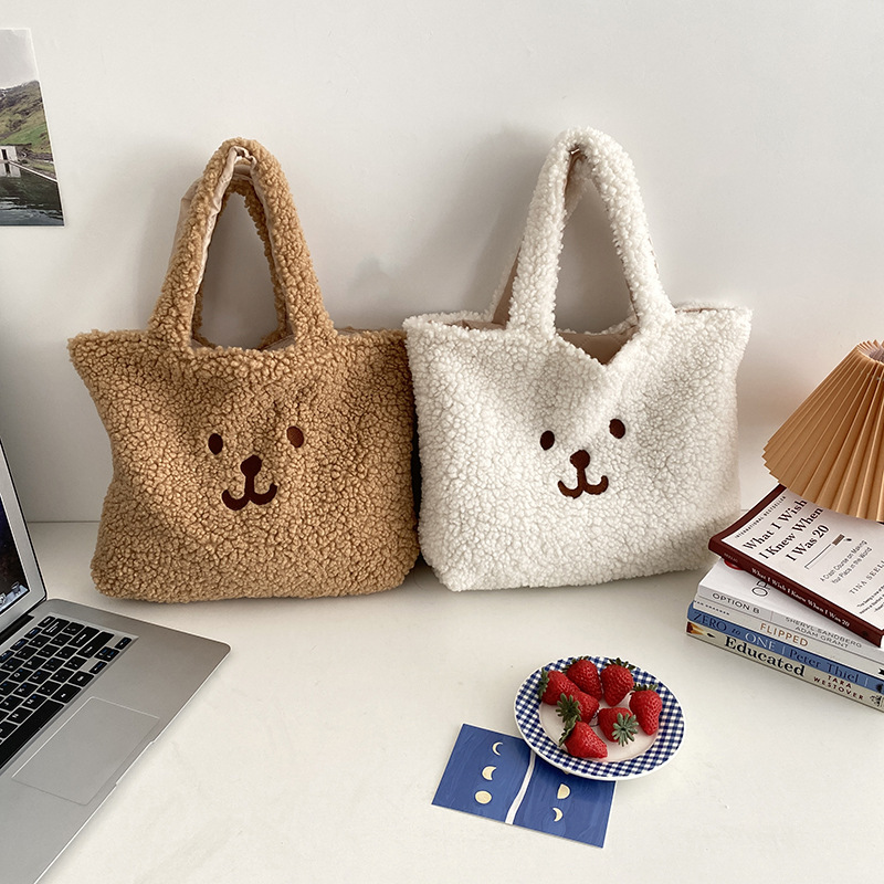 DOUBLE-SIDED PLUSH BEAR TOTE BAG