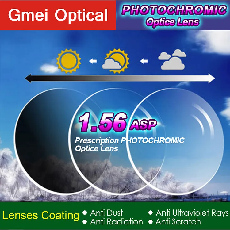 Gmei Optical 1.56 Index Photochromic Lenses Single Vision Prescription ...