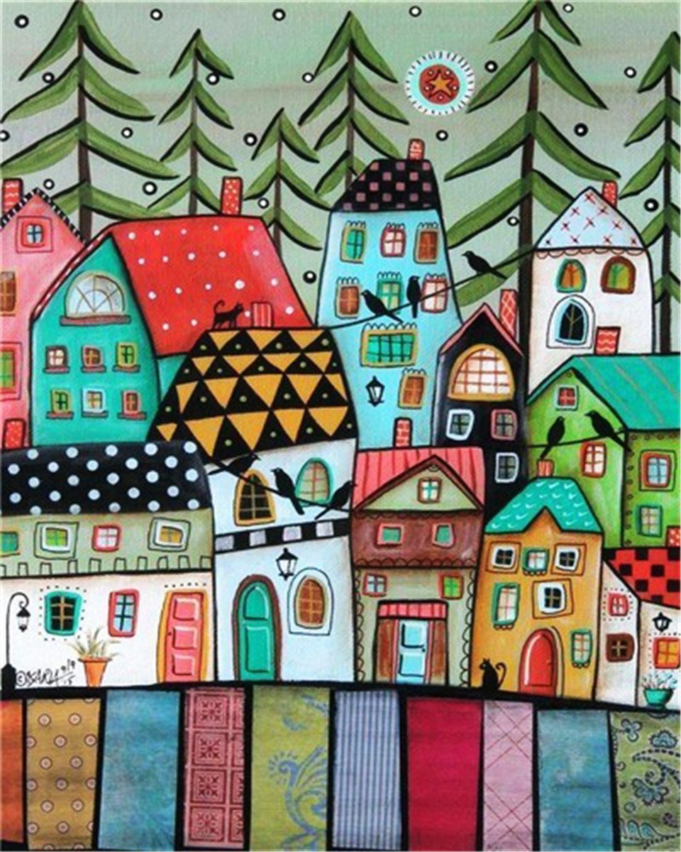 DIY Painting By Numbers | Cartoon house