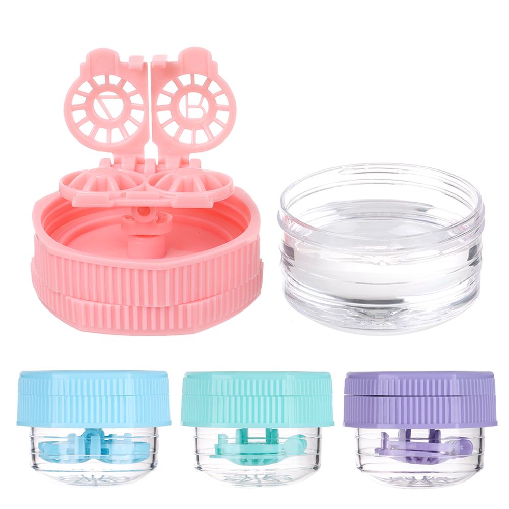 1PC Portable Plastic Glasses Lenses Box Rotatable Manually Contact Lens ...