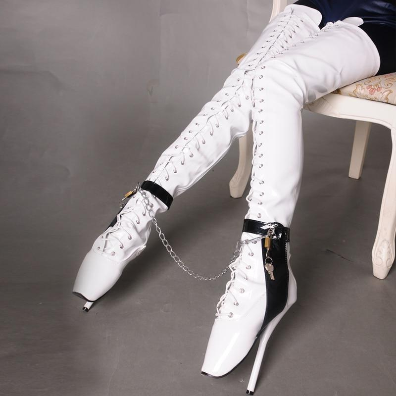 Pradize 18cm High Heel Fetish Corset Dominatrix Crotch Ballet Boots ...