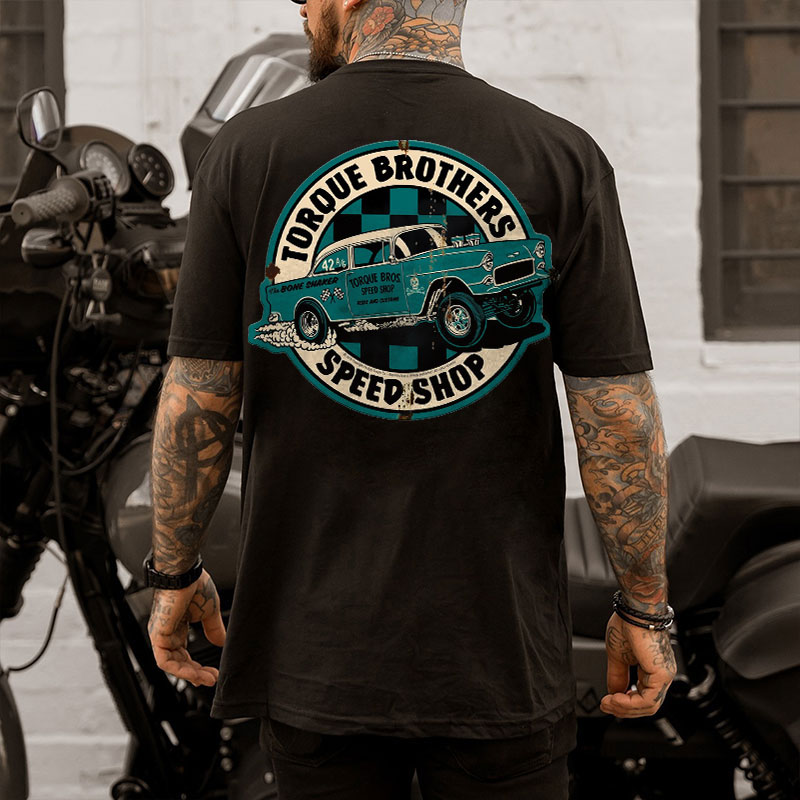 TORQUE BROTHERS SPEED SHOP Classic Car Print Men's T-shirt