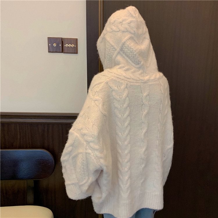 VINTAGE LAZY ZIP HOODED SWEATER JACKET