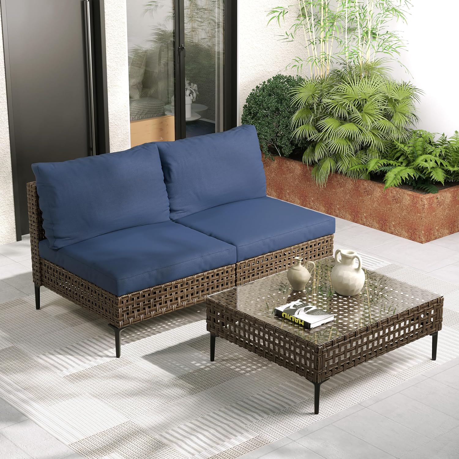 GRAND PATIO Wicker Patio Furniture Set, Outdoor Sectional Sofa with ...