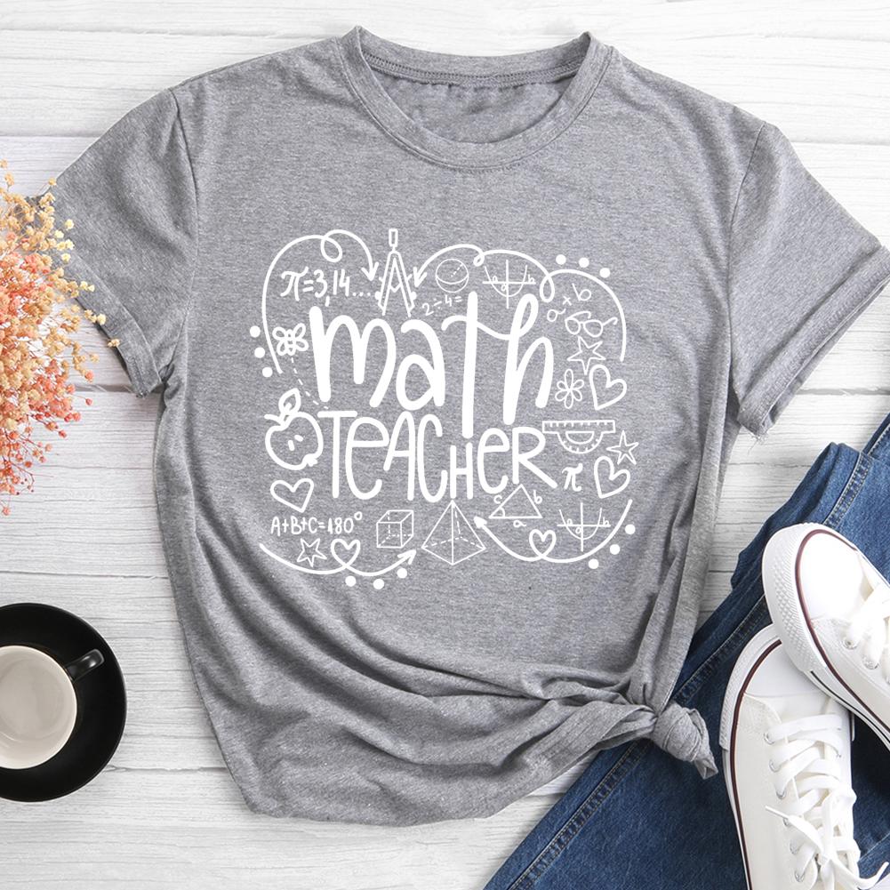 Math Teacher Round Neck T-shirt
