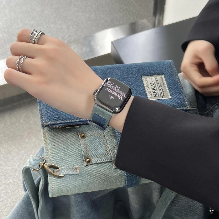 Denim Embroidery Watch Band