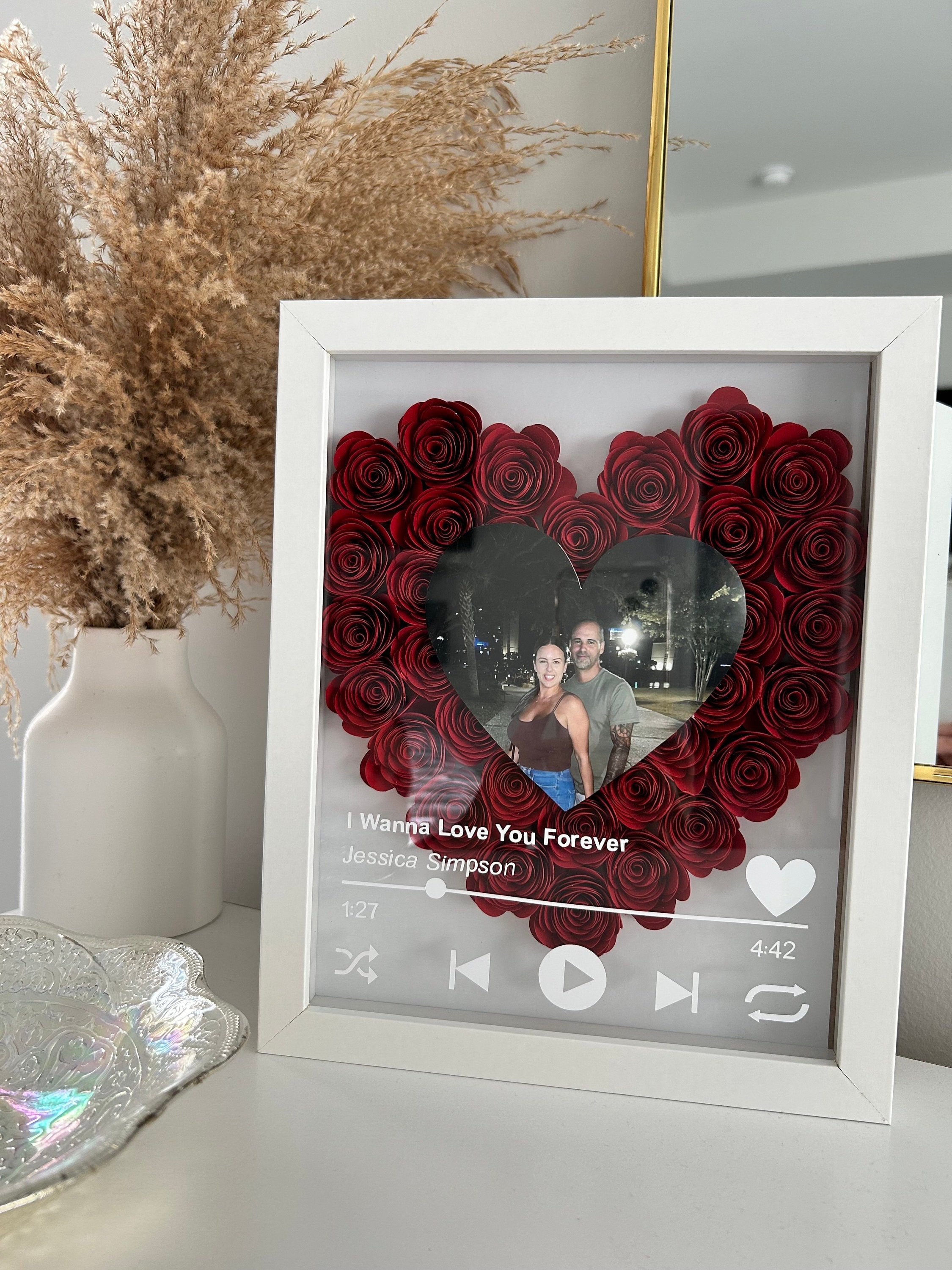 Personalized Song Heart Photo Shadow Box