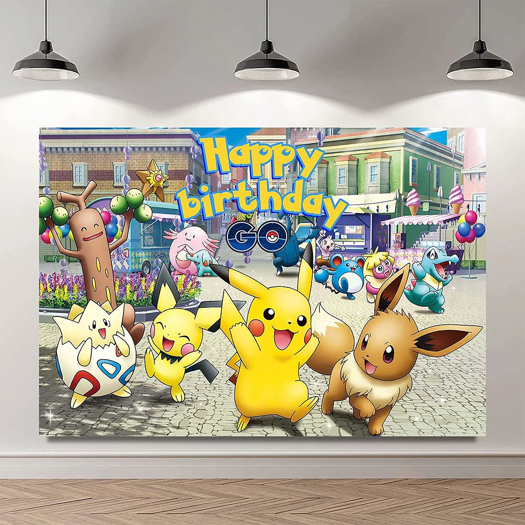 Shop Affordable Pikachu Birthday Party Backdrop for Kids Pokemon ...