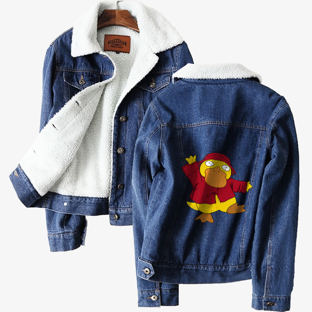 Quocoa Pokemon Classic Lined Denim Jacket - Psyduck In A Red Raincoat